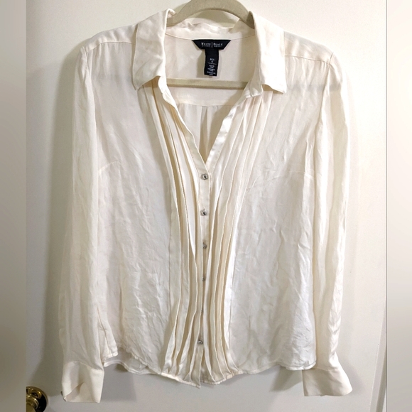 White House Black Market | Tops | Whbm White Silk Button Down Blouse ...